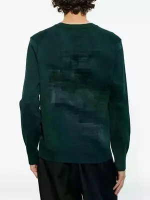 AMI Paris Crew Neck Wool Sweater With De Coeur Embroidery