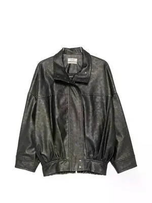 SYSTEM Panelled High-neck Biker Jacket - Grey
