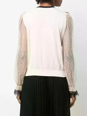 Alberta Ferretti Lace-detail Long-sleeve Blouse