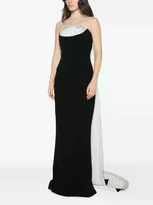 JEAN-LOUIS SABAJI Crystal-embellished Strapless Maxi Dress - Black