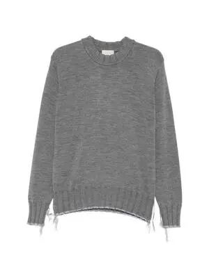 THE AMHANTE Distressed-effect Ribbed-trim Sweater - Grey