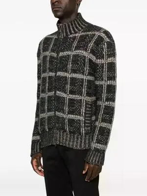 Canali Check-pattern Zip-up Cardigan