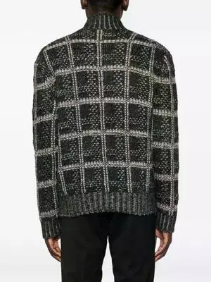 Canali Check-pattern Zip-up Cardigan