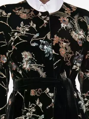 DE SANTIS Floral Embroidered Sequin-embellished Velvet Coat