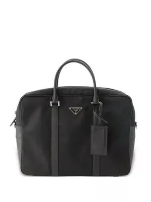 Prada Saffiano Trimmed Tessuto Business Bag
