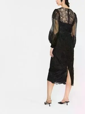 Alberta Ferretti Lace-overlay Midi Dress