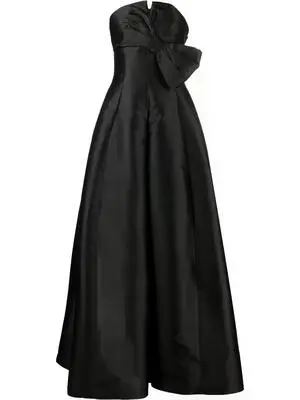 Alberta Ferretti Bow-embellished Evening Gown - Black