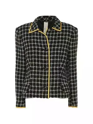 Versace And Yellow Checked Tweed Jacket