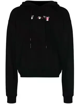Off-White Acrylic Arrow Drawstring Hoodie - Black