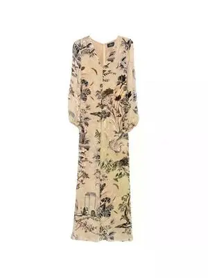 Etro Floral Print Devoré Effect Maxi Dress - Neutrals