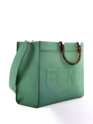 Fendi Sunshine Shopper Leather Medium Tote Bag - Green