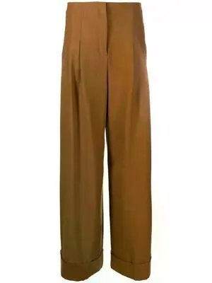 Alberta Ferretti High-waisted Wid-leg Trousers - Brown