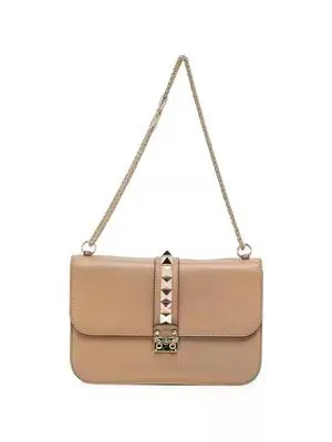 Valentino Garavani Glam Lock Rockstud Shoulder Bag - Neutrals