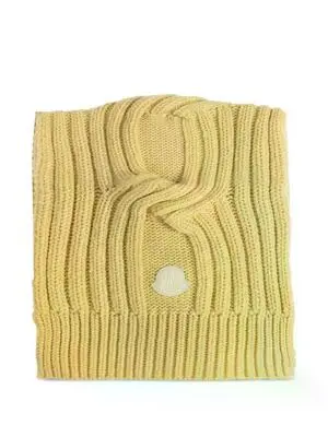 Moncler Cable-knit Logo-patch Scarf - Yellow