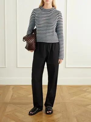 LA LIGNE Mini Marina Cropped Striped Cotton Sweater
