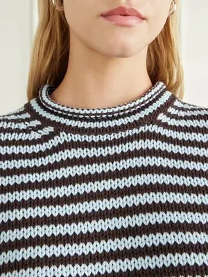 LA LIGNE Mini Marina Cropped Striped Cotton Sweater