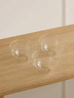 SOPHIE LOU JACOBSEN Aperitivo Set Of Three Crystal-embellished Glass Snack Bowls - Neutrals