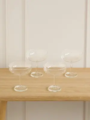 SOPHIE LOU JACOBSEN Roma Set Of Four Crystal-embellished Glass Cocktail Coupes - Neutrals