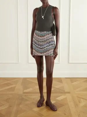 Missoni Striped Metallic Crochet-knit Mini Skirt