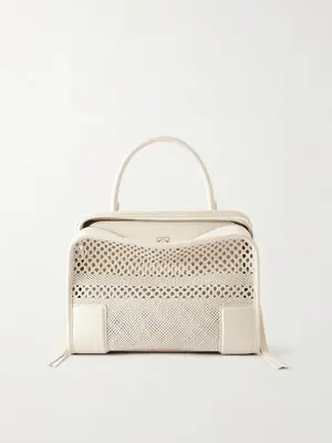 Loewe Amazona 180 Logo-embossed Leather Tote - White