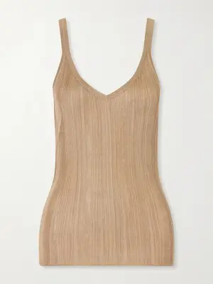 Gabriela Hearst Drevan Ribbed-knit Silk Tank - Brown