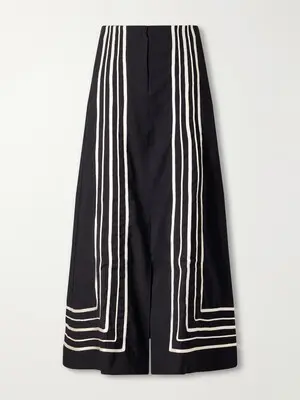 ANDRES OTALORA Andrés Otalora Invernal Embroidered Twill Maxi Skirt - Black