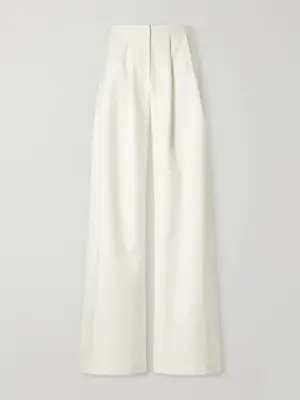 ANDRES OTALORA Pleated Drill Wide-leg Pants - Neutrals