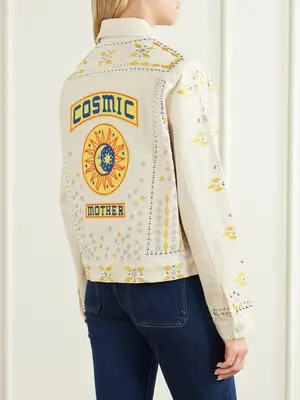 MOTHER The Bruiser Appliquéd & Studded Denim Jacket
