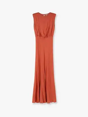 SEMICOUTURE Satin Long Dress - Orange
