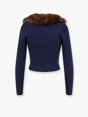 SELF-PORTRAIT Faux Fur Trimmed V-neck Cardigan