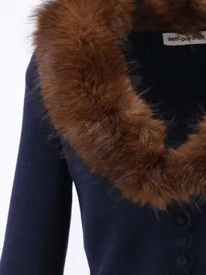 SELF-PORTRAIT Faux Fur Trimmed V-neck Cardigan