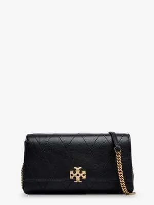 Tory Burch Charlie Quilted Chain Wallet Leather Crossbody Bag - Black