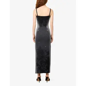 Ph5 Iris Scalloped-slit Stretch-knit Maxi Dress - Midnight Black