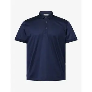 Corneliani Knitted-collar Mercerized Cotton Polo T-shirt - Navy