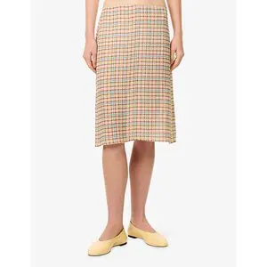 SIEDRES Colette Check-print Chiffon Midi Skirt