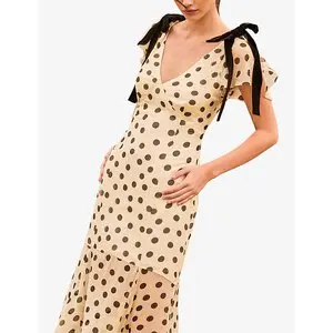 RO&ZO Natasha Polka-dot Woven Maxi Dress
