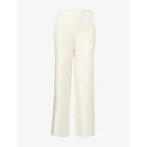 TOTEME Monogram-print Silk-twill Pyjama Bottoms - Cream