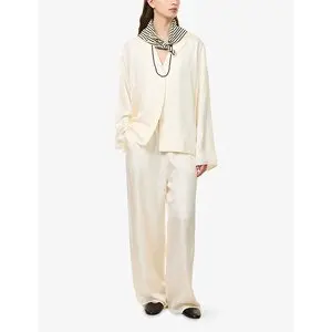 TOTEME Monogram-print Silk-twill Pyjama Bottoms