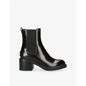 TOD'S Tronchetto Leather Heeled Ankle Boots - Wine