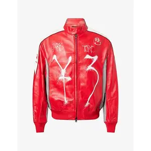 ADIDAS Y-3 Graphic-print Leather Jacket
