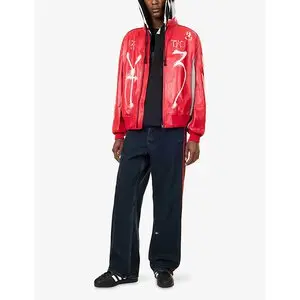 ADIDAS Y-3 Graphic-print Leather Jacket