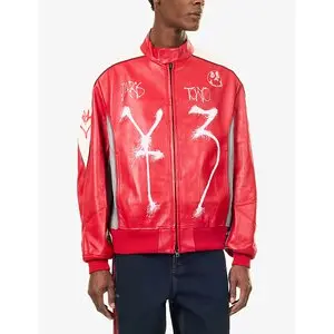 ADIDAS Y-3 Graphic-print Leather Jacket
