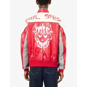 ADIDAS Y-3 Graphic-print Leather Jacket