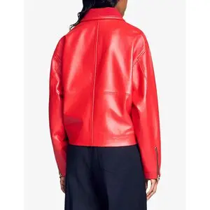Sandro Elasticated-hem Leather Jacket