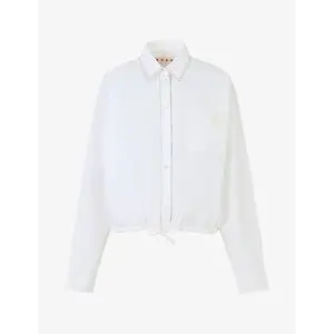 Marni Cropped Drawstring-hem Cotton Poplin Shirt - 00w01