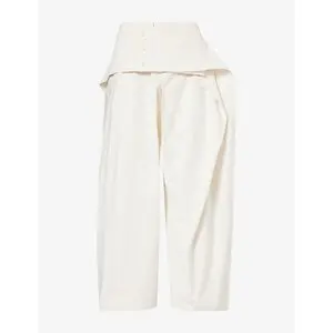 Issey Miyake Grainy Wrap-over Cotton-blend Trousers
