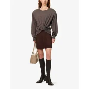 ARMA Melody Suede Leather Mini Skirt - Mud Brown