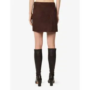ARMA Melody Suede Leather Mini Skirt - Mud Brown