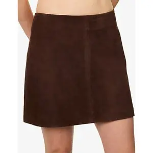 ARMA Melody Suede Leather Mini Skirt - Mud Brown