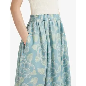 Marni Printed Elasticated-waist Woven Midi Skirt